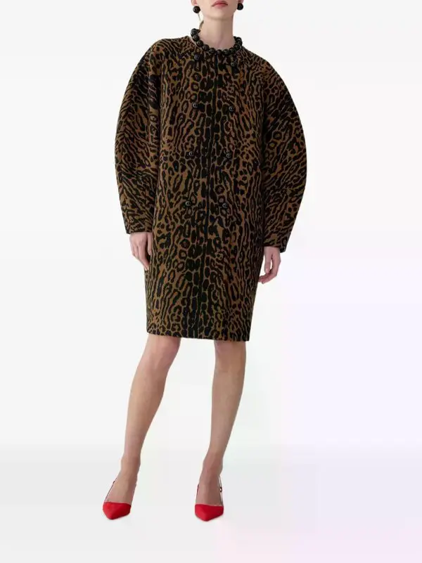 Carolina Herrera Leopard Jacquard Cocoon Coat