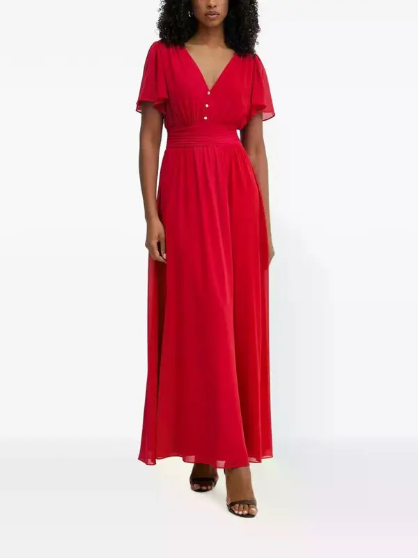 MORGAN Shirred V-neck Maxi Dress