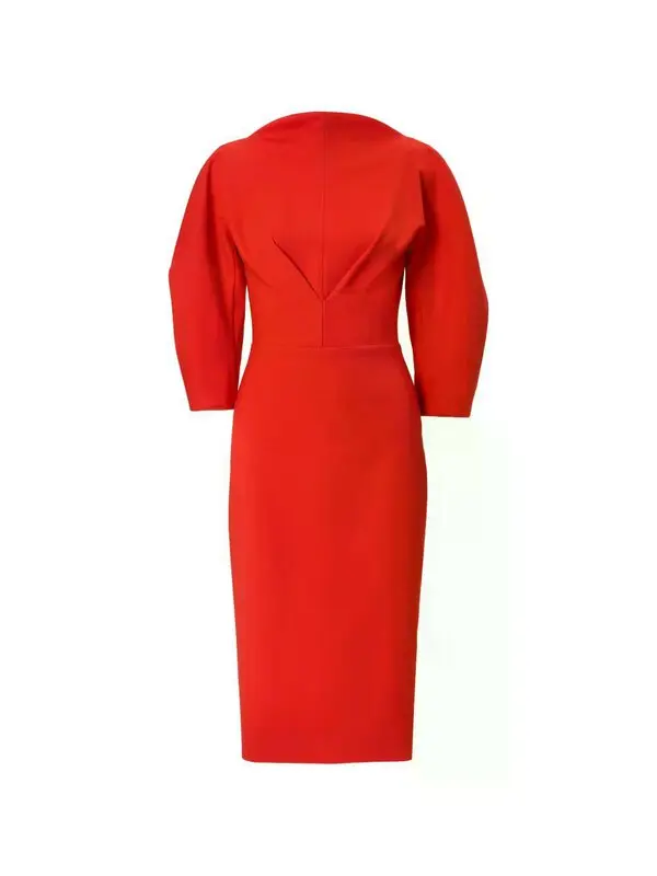 Carolina Herrera Draped Neck Bow Detail Midi Dress - Red