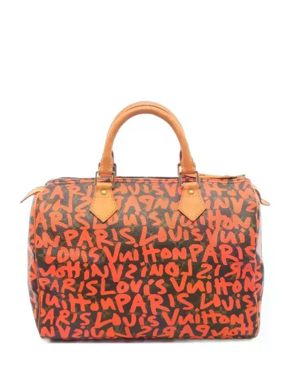 LOUIS VUITTON 2009 30 Speedy Monogram Graffiti Tote Bag - Orange