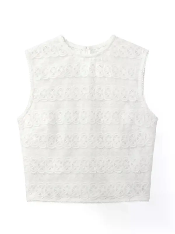 Charo Ruiz Ibiza Corin Lace Cropped Top - White