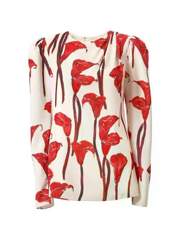 Carolina Herrera Calla Lily Print Blouse
