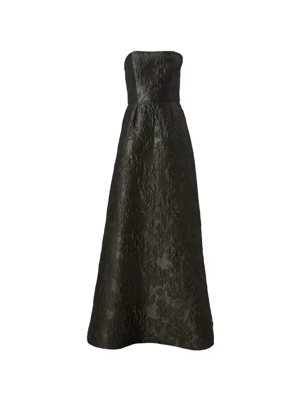 Carolina Herrera Floral-jacquard Strapless Maxi Dress - Green