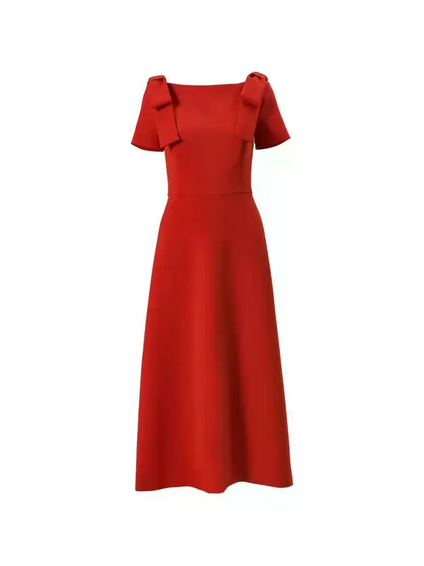 Carolina Herrera Bow-shoulder Midi Dress - Red