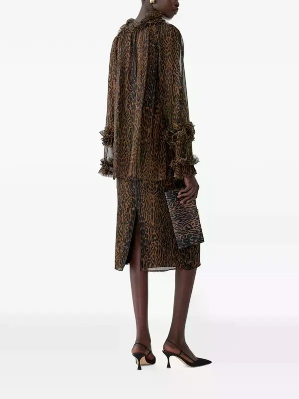Carolina Herrera Ruffled Leopard-print Top