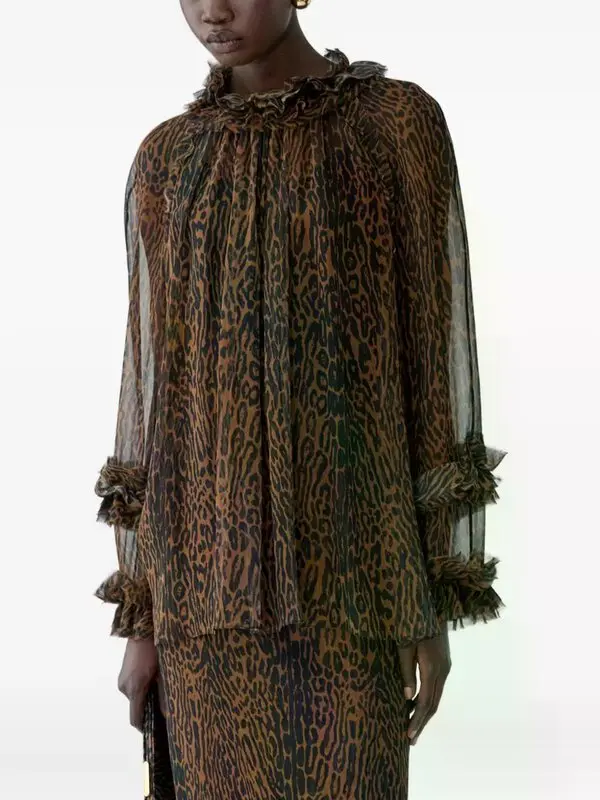 Carolina Herrera Ruffled Leopard-print Top