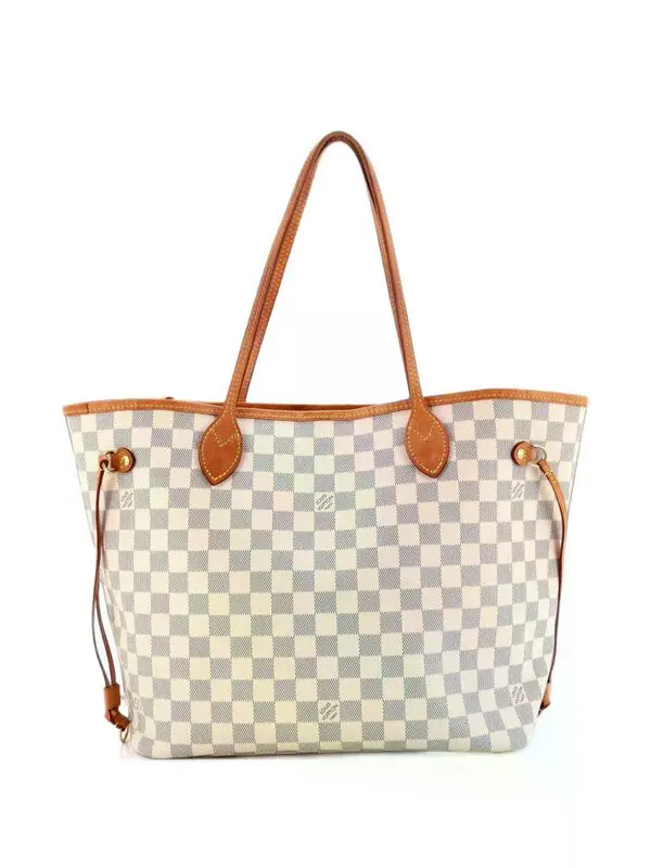 LOUIS VUITTON Neverfull Nm Damier Mm Tote Bag - White