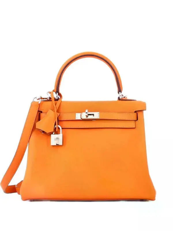 Hermès Kelly Handbag Abricot Swift With Palladium Hardware 25 Satchel - Orange