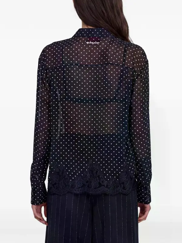Ermanno Scervino Georgette Polka-dot Lace-trim Shirt