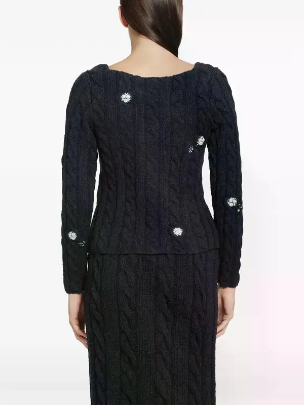 PILLINGS Embroidered Cable-knit Cardigan