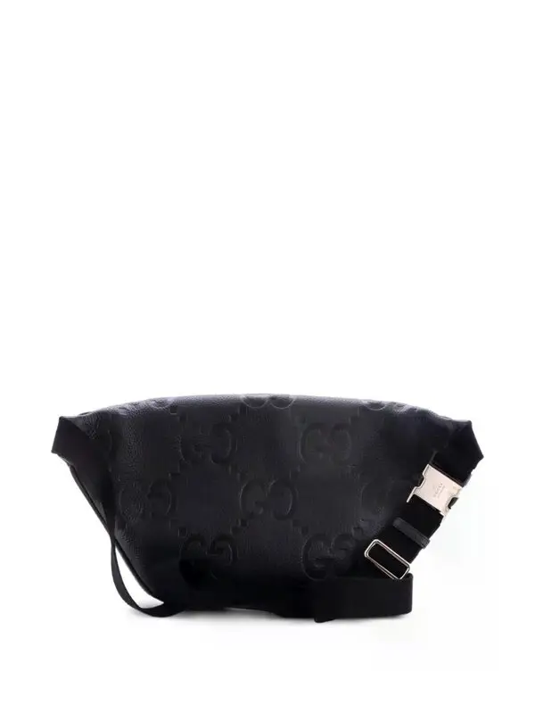 Gucci Jumbo Gg Embossed Leather Belt Bag - Black