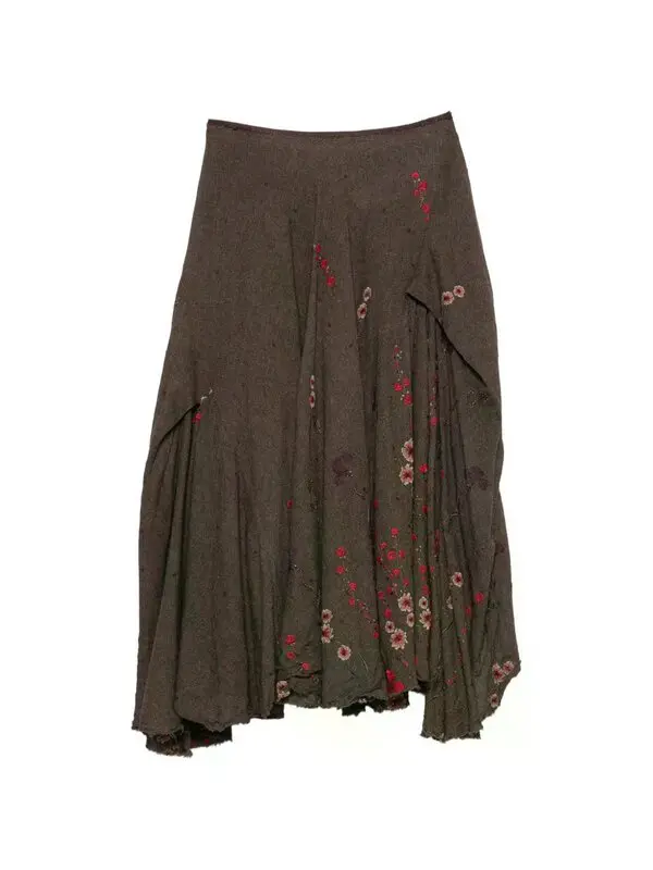 MARC LE BIHAN Floral Embroidered Midi Skirt