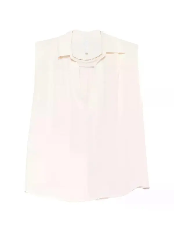 Imperial Sleeveless V-neck Top - Neutrals