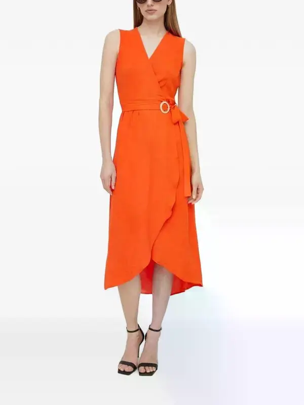 MORGAN Buckle-detail Wrap Asymmetric Dress