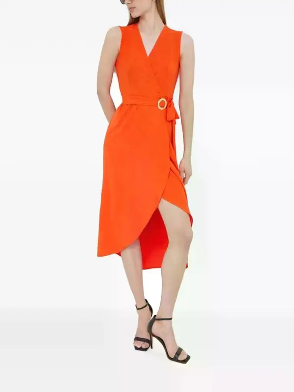 MORGAN Buckle-detail Wrap Asymmetric Dress