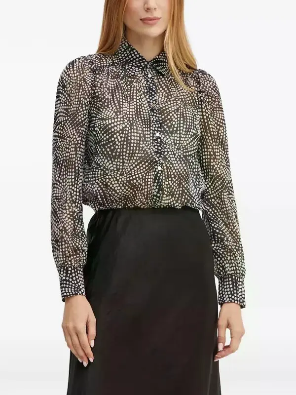 MORGAN Polka-dot Sheer Button-up Shirt