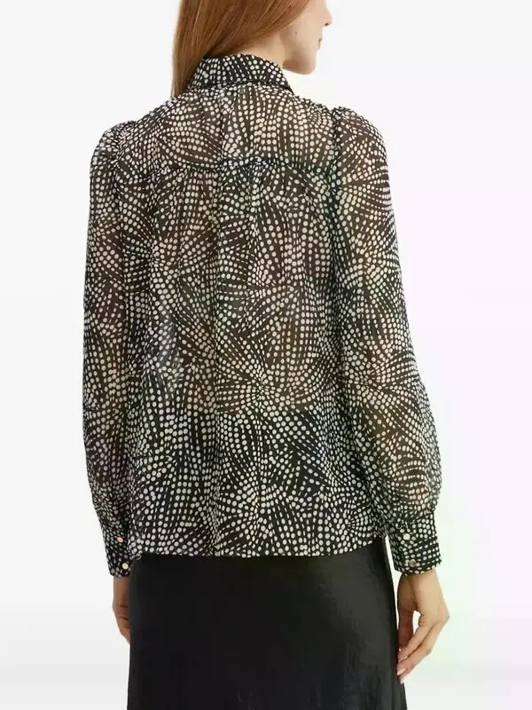 MORGAN Polka-dot Sheer Button-up Shirt