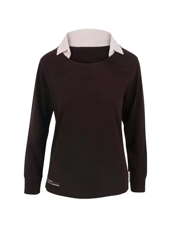 NOUMENO CONCEPT Layered-collar Long-sleeve T-shirt - Brown