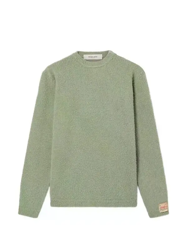 GOLDEN GOOSE Bouclé-knit Crew-neck Sweater - Green