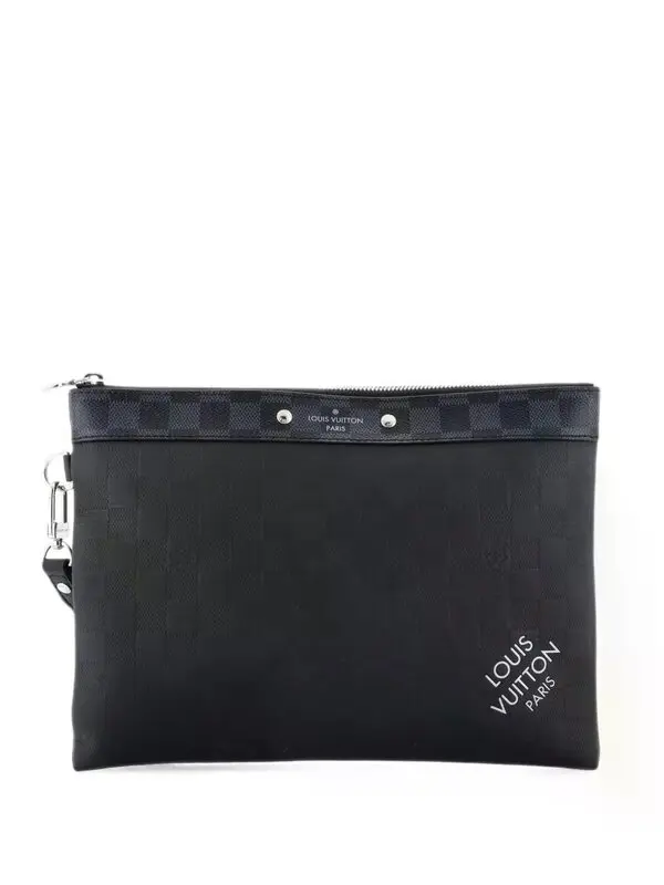 LOUIS VUITTON Pochette To Go Damier Infini Leather Clutch Bag - Black