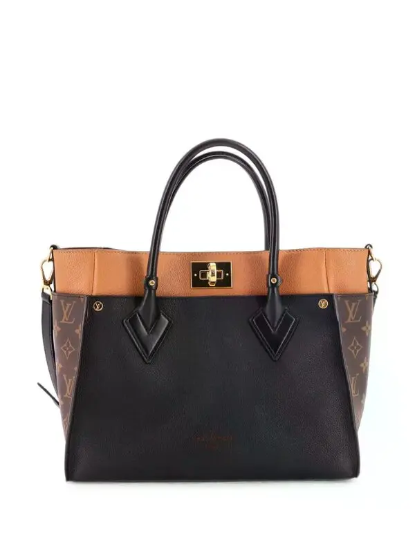 LOUIS VUITTON On My Side Leather With Monogram Canvas Mm Tote Bag - Black