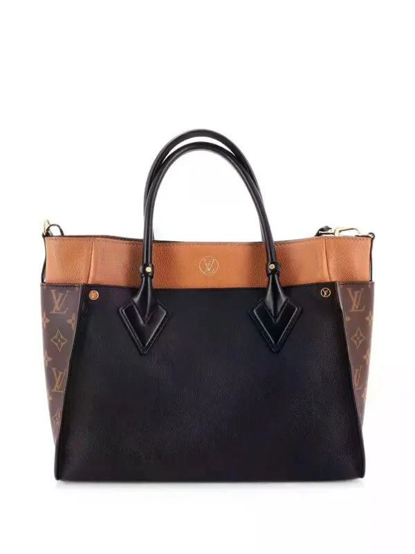 LOUIS VUITTON On My Side Leather With Monogram Canvas Mm Tote Bag
