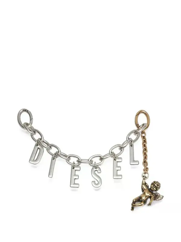 DIESEL® Cherub Letter-charm Keyring - Silver