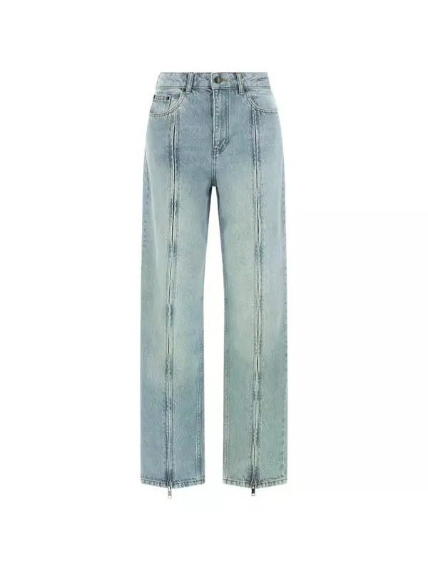 ROTATE BY BIRGER CHRISTENSEN Straight Denim Zip Jeans Light - Blue
