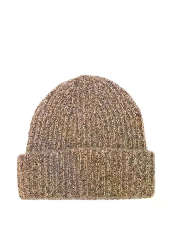 Soft Goat Ribbed Knit Beanie Hat