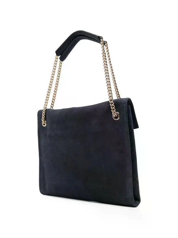 Orciani Grained-leather Chain-strap Shoulder Bag - Blue