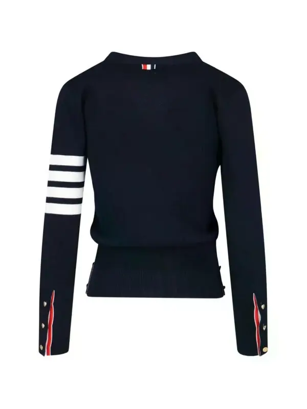 Thom Browne 4-bar Stripe Merino Wool V-neck Cardigan