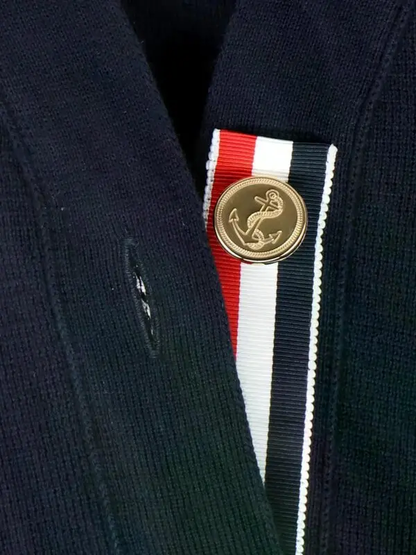 Thom Browne 4-bar Stripe Merino Wool V-neck Cardigan