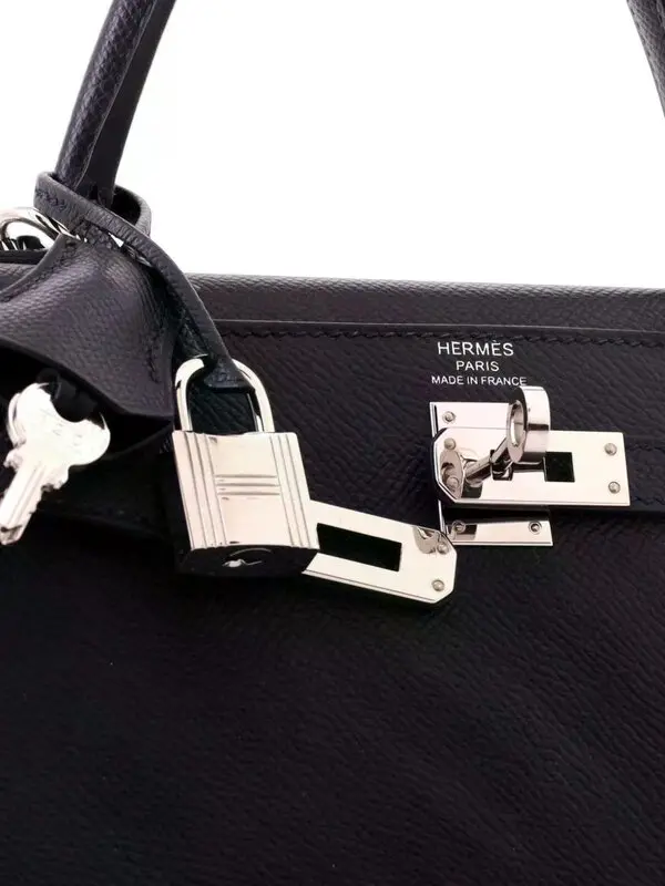Hermès Kelly Handbag Noir Epsom With Palladium Hardware 25 Satchel