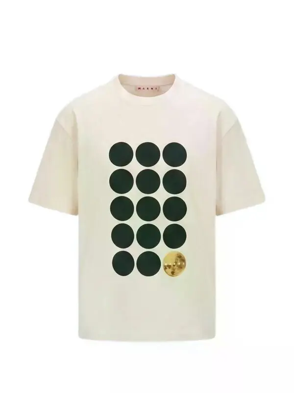 Marni White Cotton T-shirt With Planet-print