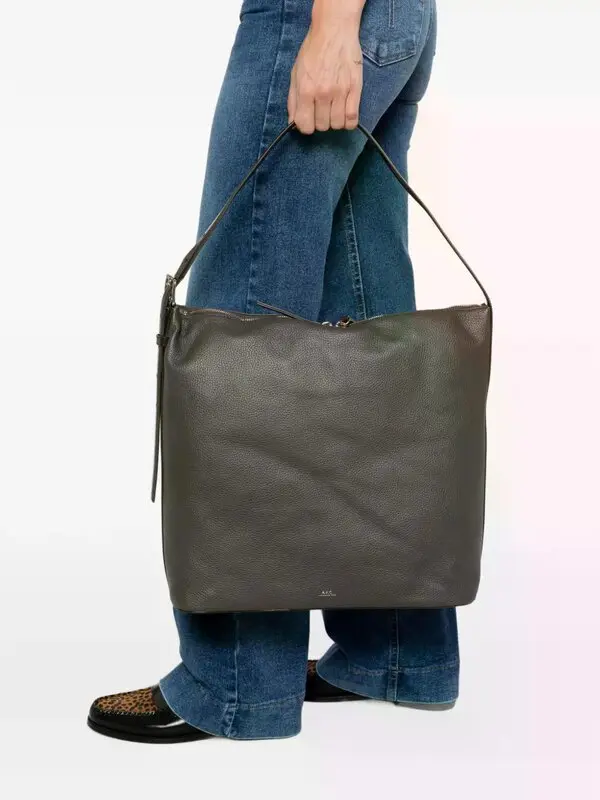 A.p.c. Maxi Vera Grained Leather Shoulder Bag