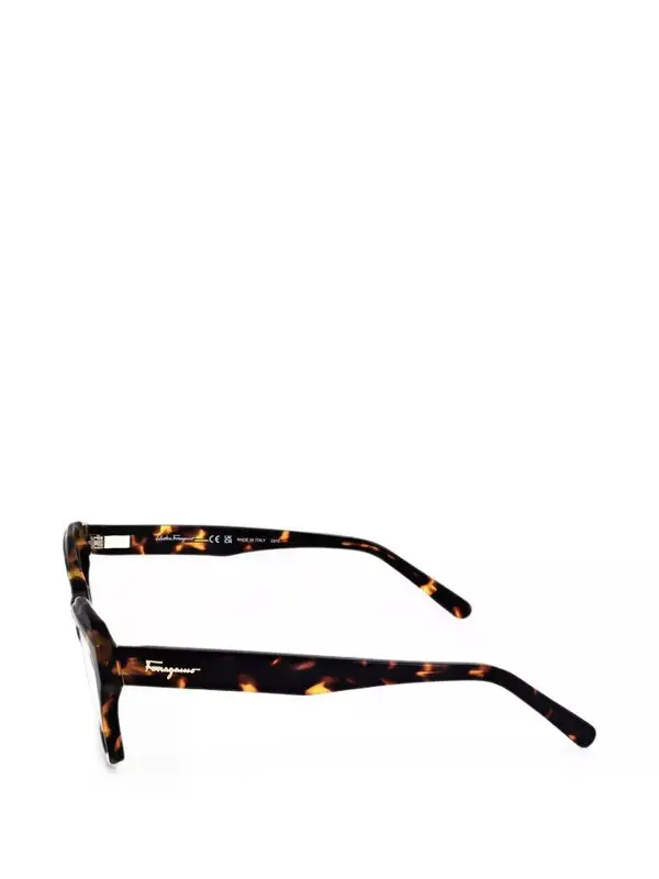 FERRAGAMO Tortoiseshell-effect Geometric-frame Glasses - Brown