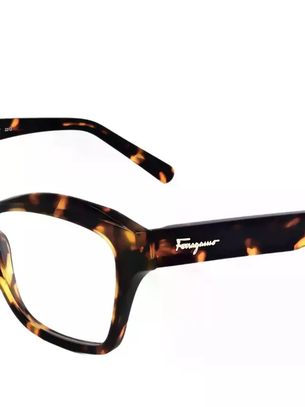 FERRAGAMO Tortoiseshell-effect Geometric-frame Glasses