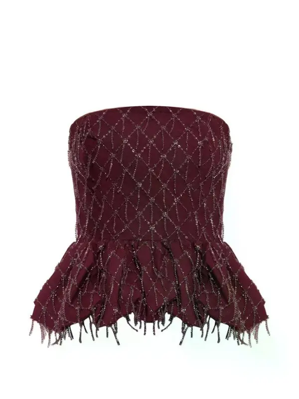 ROTATE BY BIRGER CHRISTENSEN Bead-embellished Peplum Top