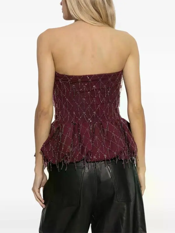 ROTATE BY BIRGER CHRISTENSEN Strapless Beaded Peplum Top