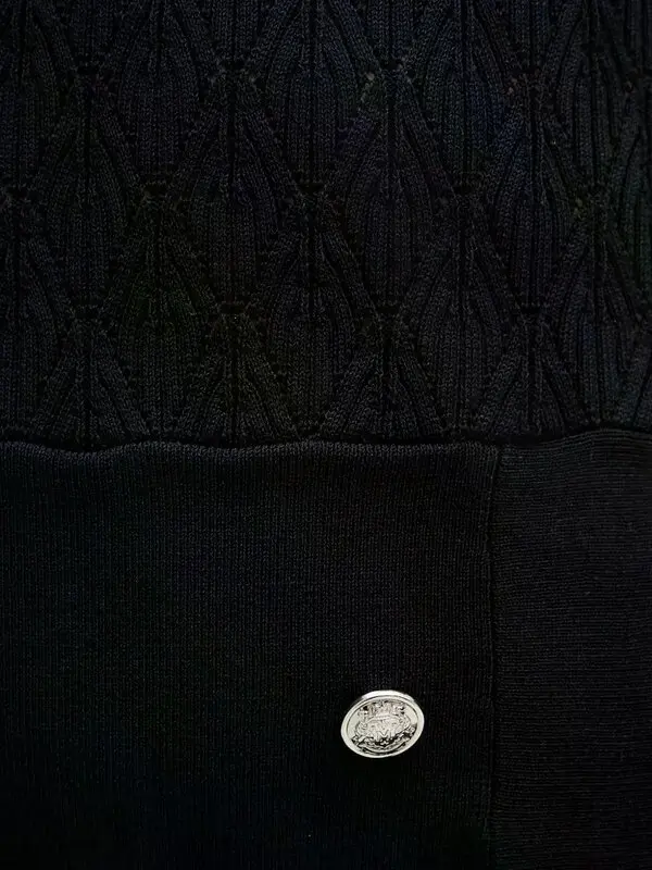MORGAN Pointelle-knit Button-detail Mini Dress