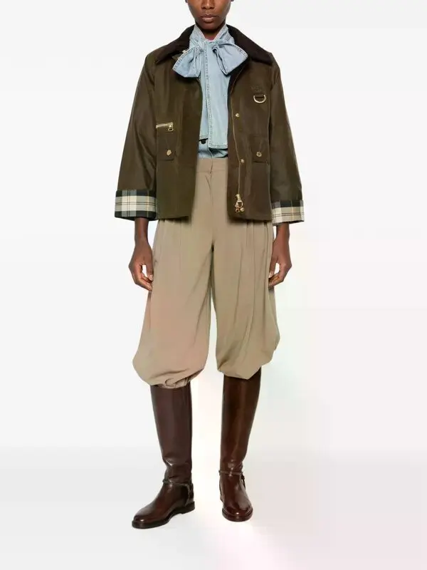 Barbour Waxed-cotton Corduroy-collar Coat - Green