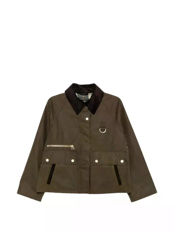 Barbour Waxed Cotton Corduroy Collar Coat - Green