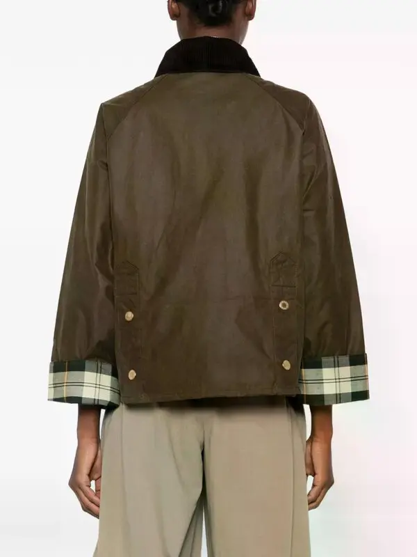 Barbour Waxed Cotton Corduroy Collar Coat - Green