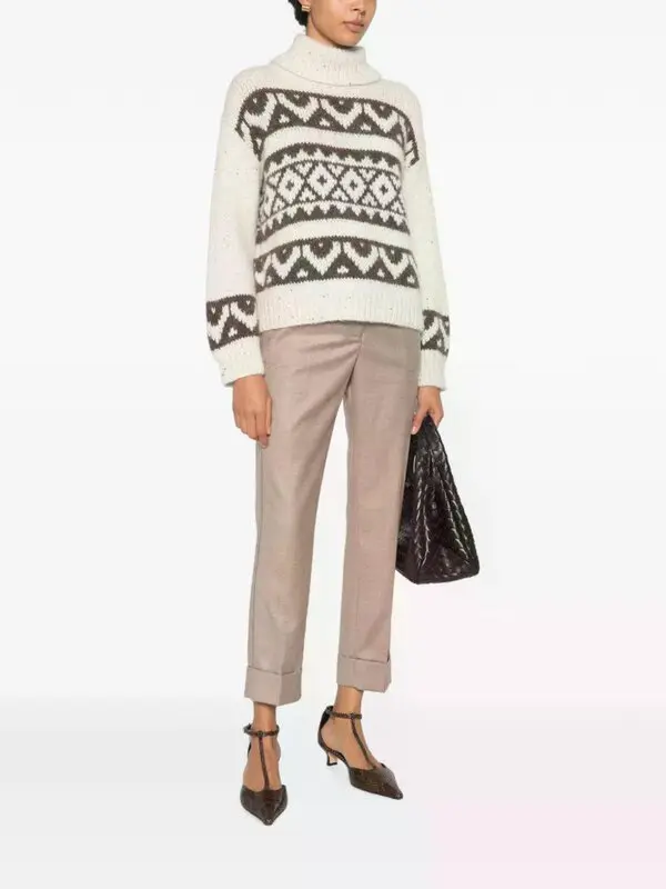 Peserico Turn-up Cuff Trousers In Micro-check