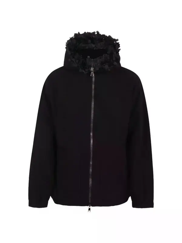 NOUMENO CONCEPT Floral-embellished Zip-up Hoodie - Black
