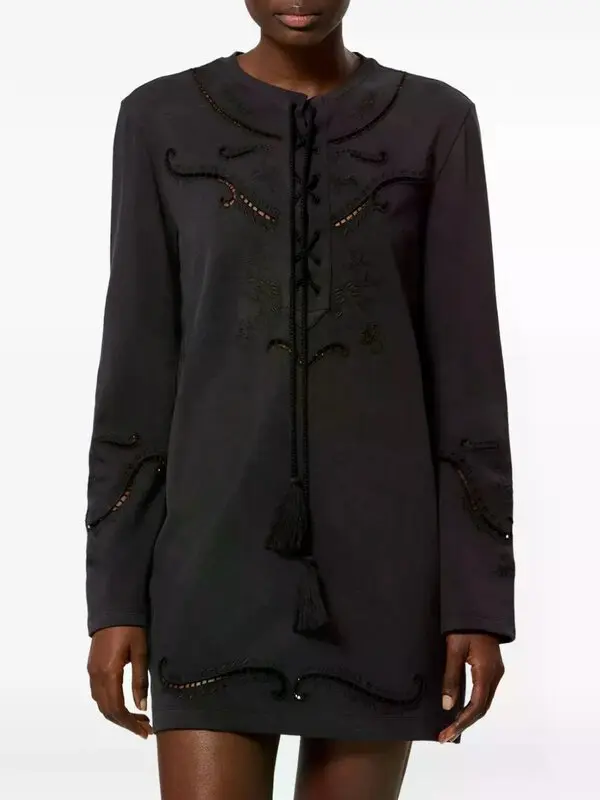 Isabel Marant Étoile Elka Jersey And Broderie Anglaise Mini Dress - Black