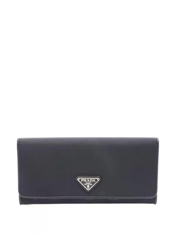 Prada 2010s Triangle Logo Long Wallet - Black