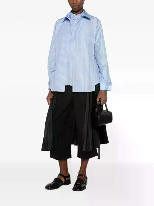 Sacai Pleated-overlay Cropped Trousers
