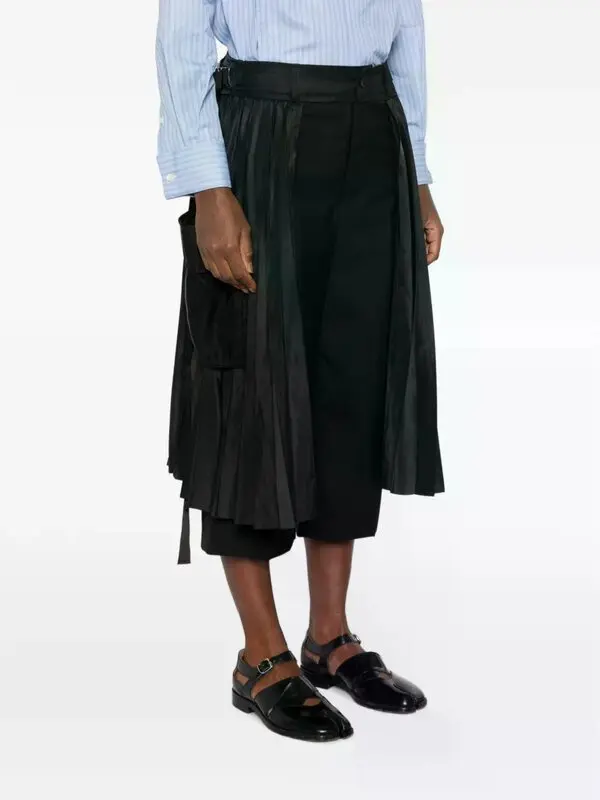 Sacai Pleated-overlay Cropped Trousers