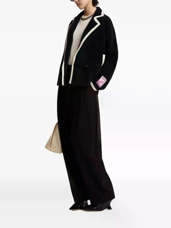 Essentiel Antwerp Double-breasted Faux-shearling Jacket With Contrasting Trim